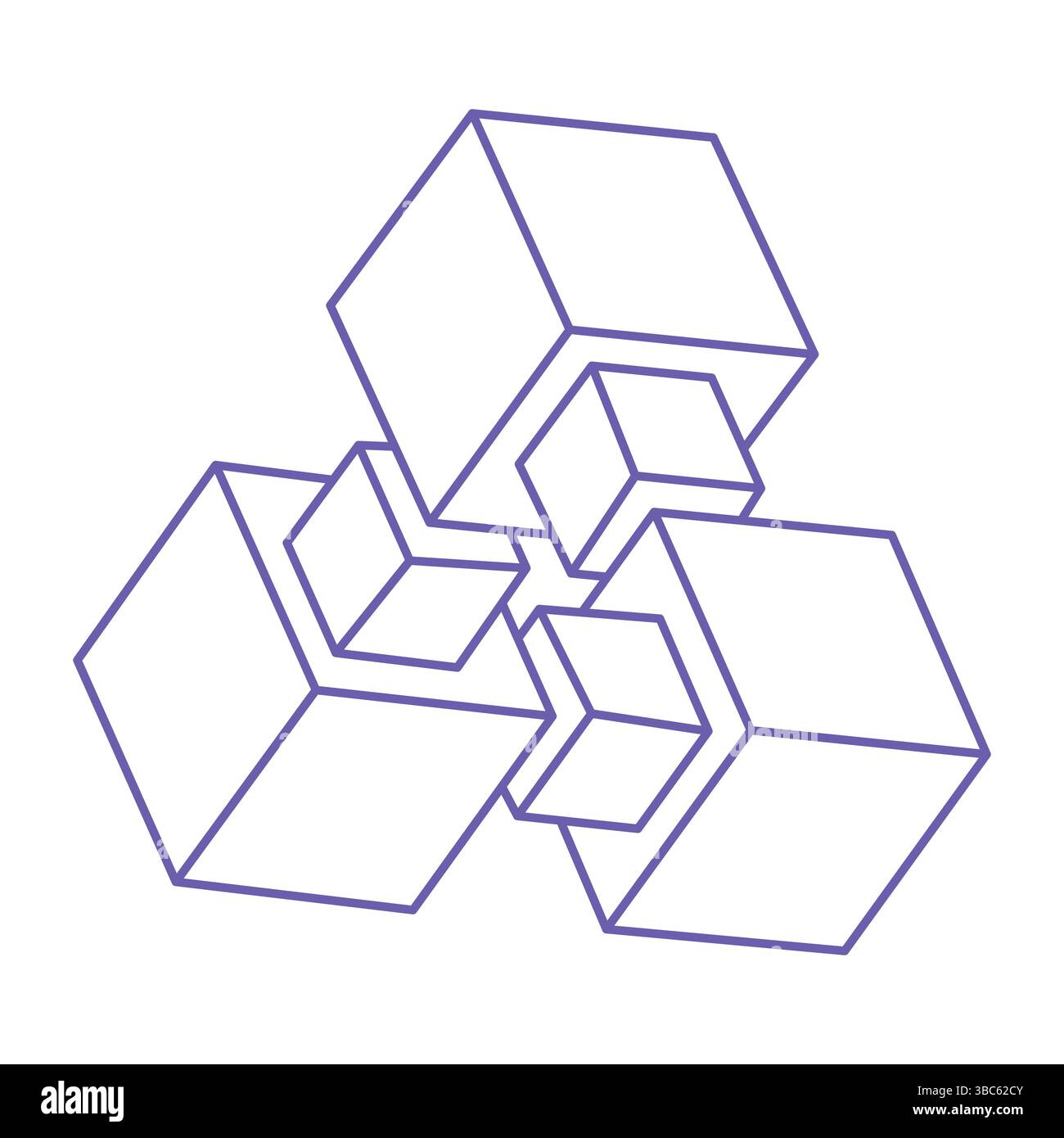 Optical illusion logo in trendy 2022 Very Peri color. Impossible shapes ...