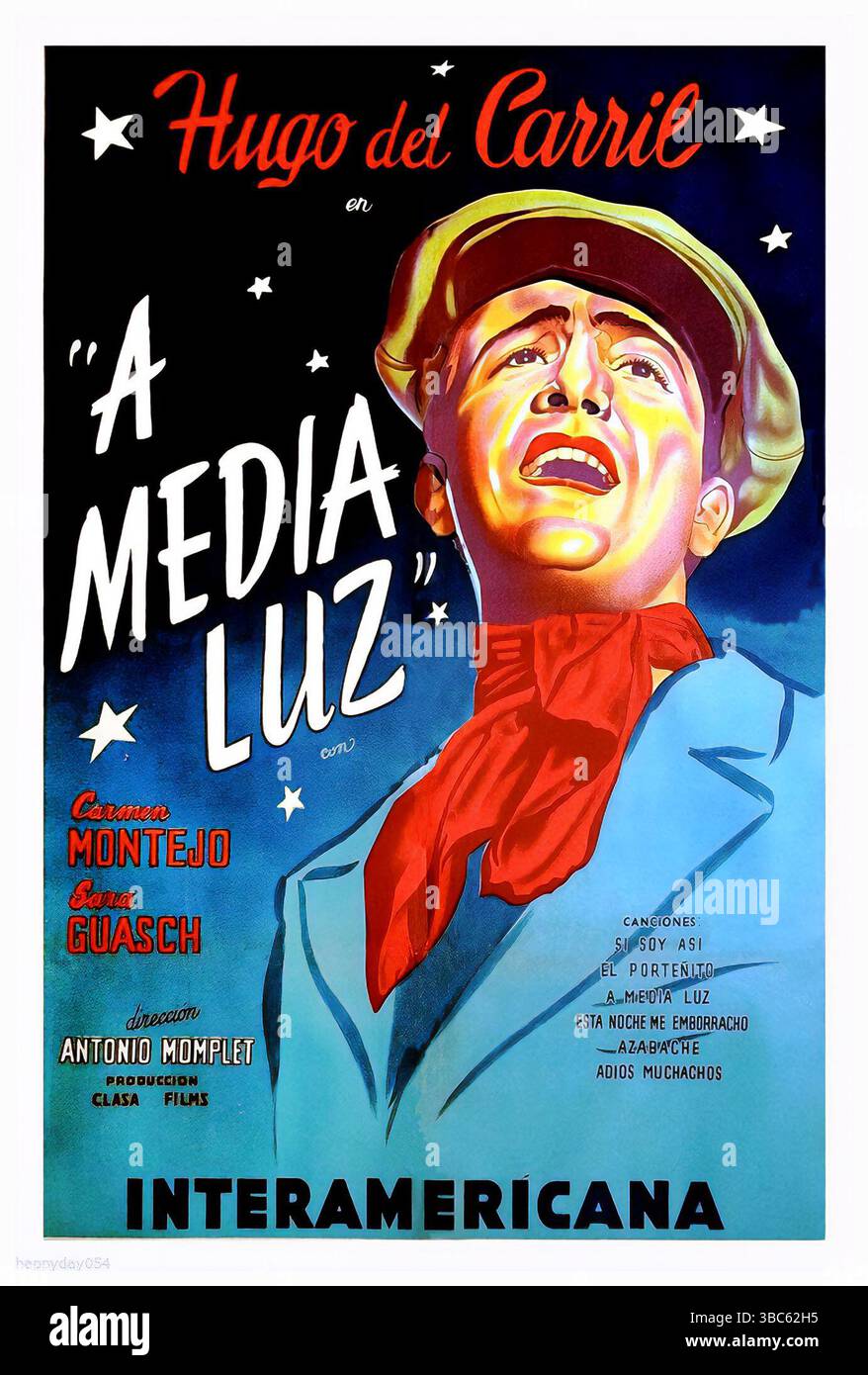 1947 poster for Argentine crime drama film "A Media Luz" ("Half Light ...
