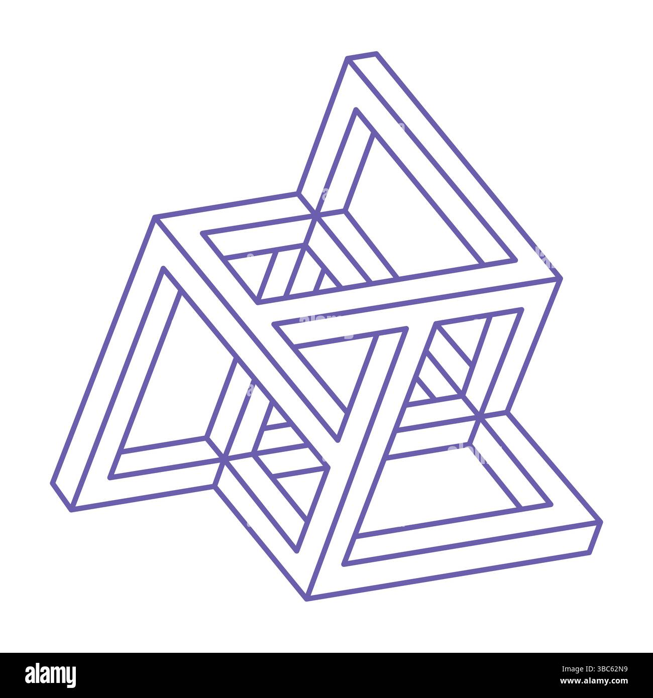 Impossible optical illusion shapes. Logo in trendy 2022 Very Peri color. Optical art object ...
