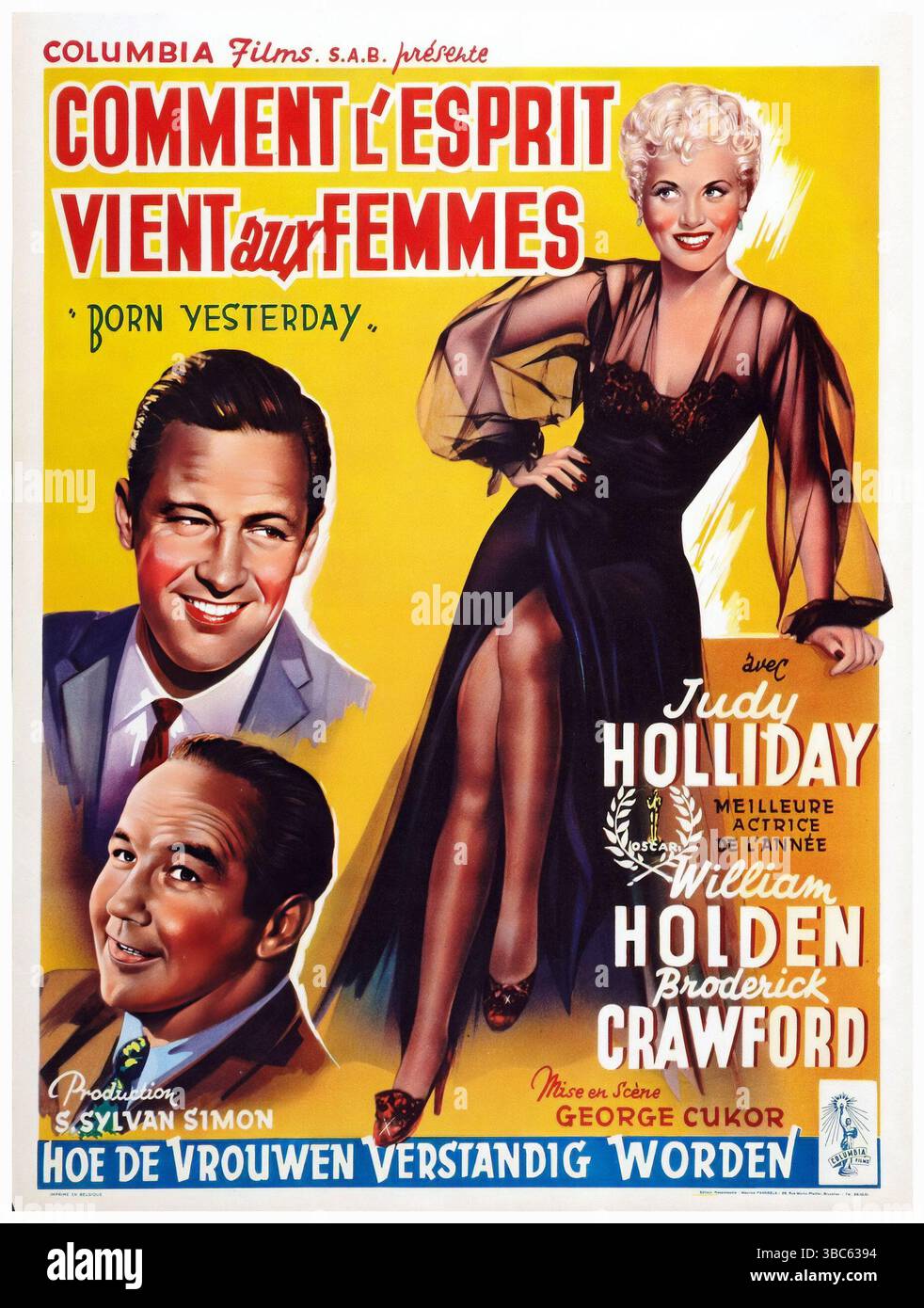 1950 Belgian poster for film Born Yesterday, starring Judy Holliday ...