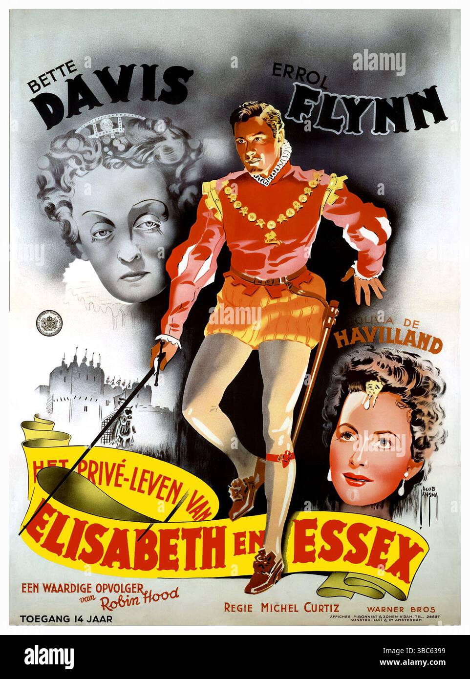 1939 Dutch poster for film "The Private Lives of Elizabeth and Essex ...