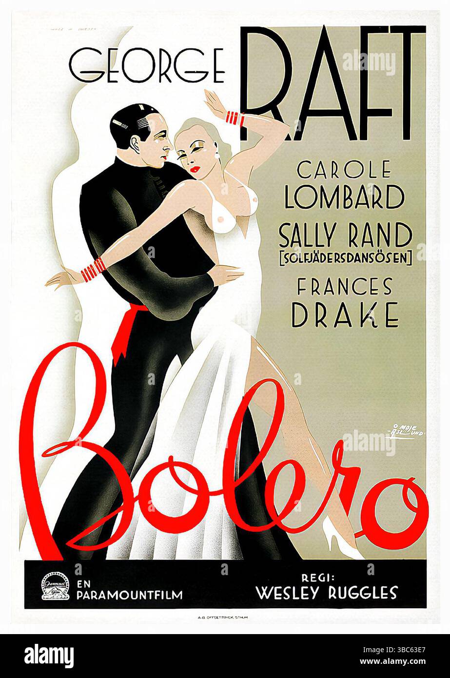 Swedish movie poster for the 1934 film Bolero, starring George Raft and ...