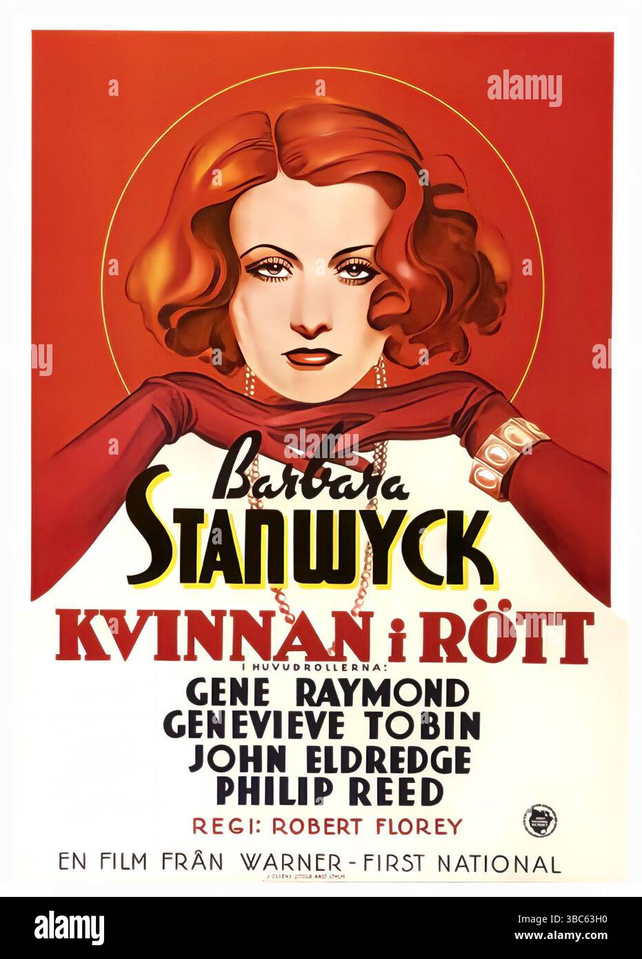 1935 Swedish poster for film The Woman in Red, starring Barbara ...