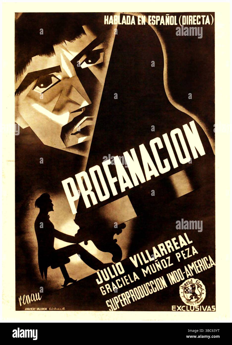 1933 poster for Mexican horror film "Profanación" (Desecration ...