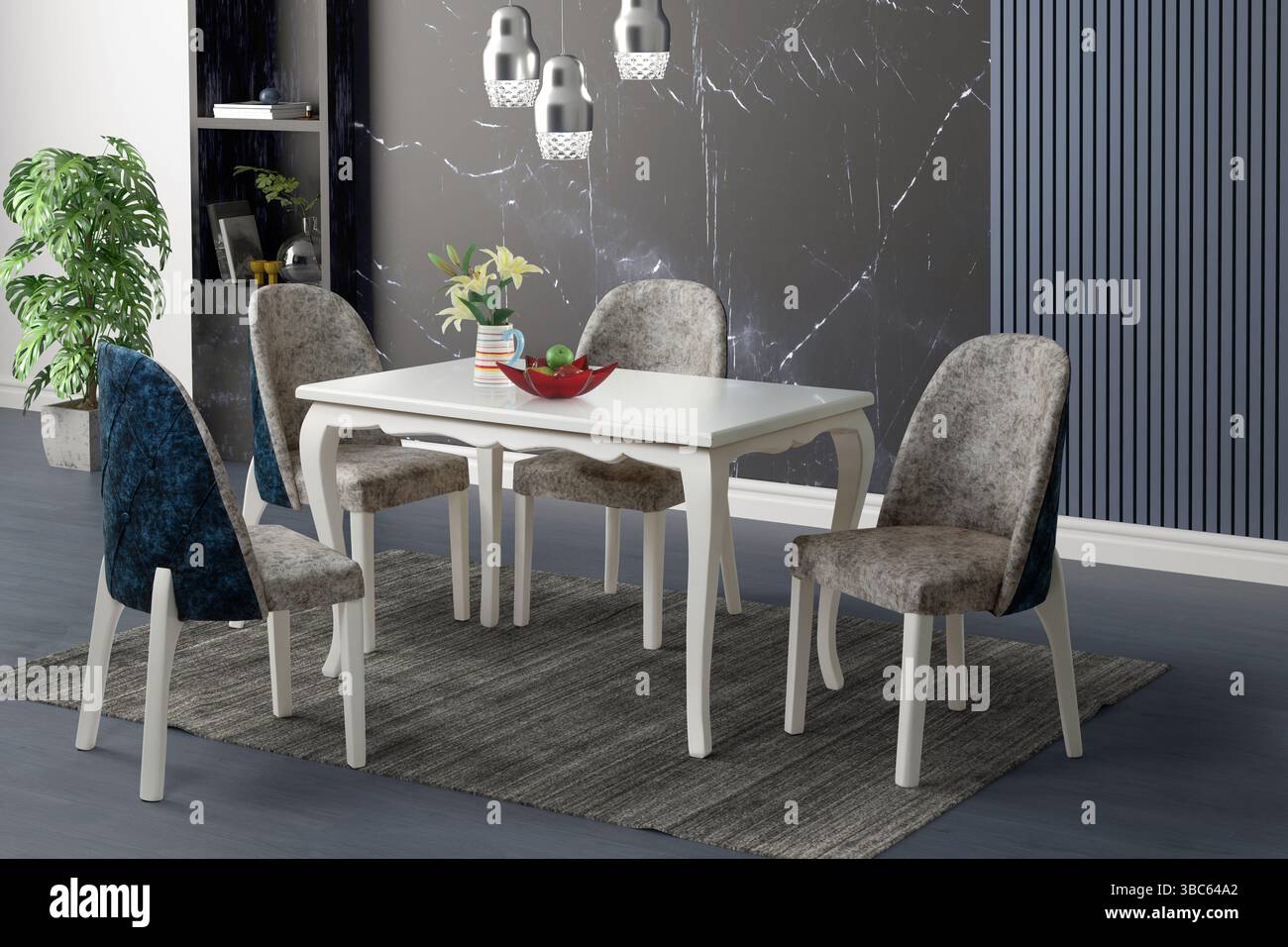 3D rendering Modern Dining room interior. interior design .dining table ...