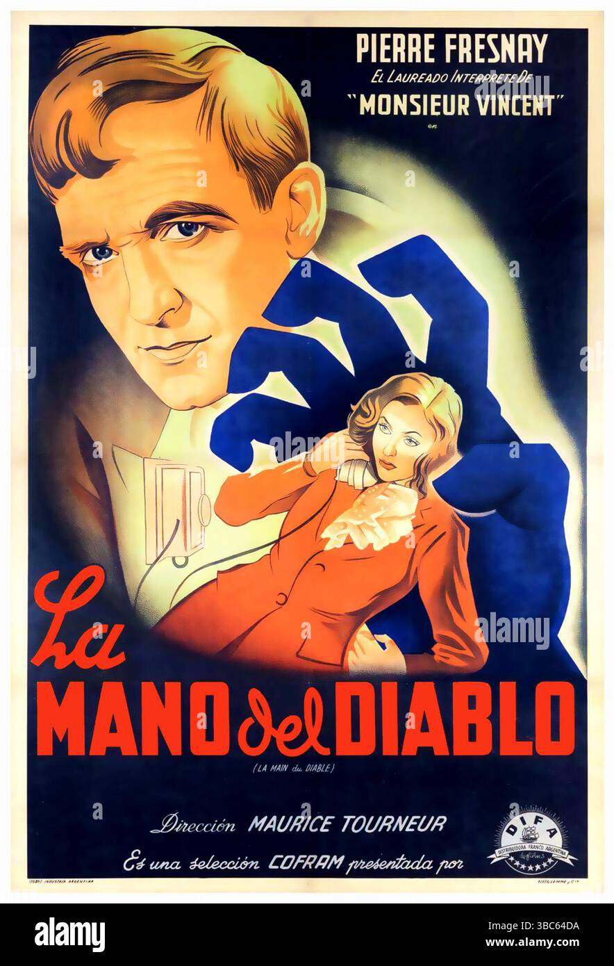 1943 Poster for French horror film La Main du diable (The Devil's Hand ...