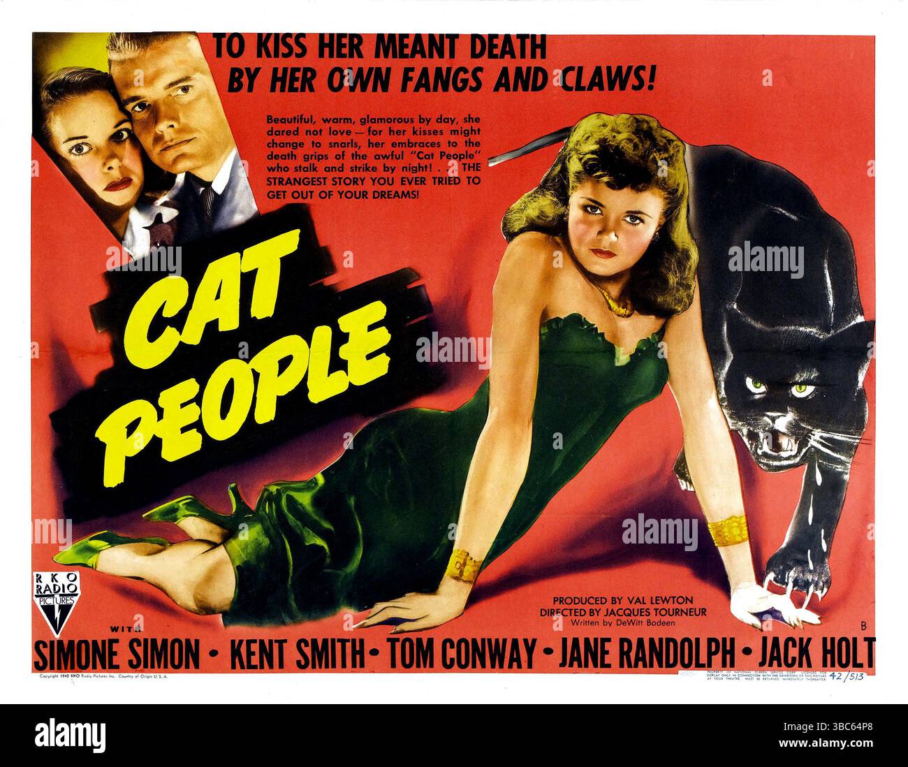 1942 poster for horror film Cat People, directed by Jacques Tourneur ...