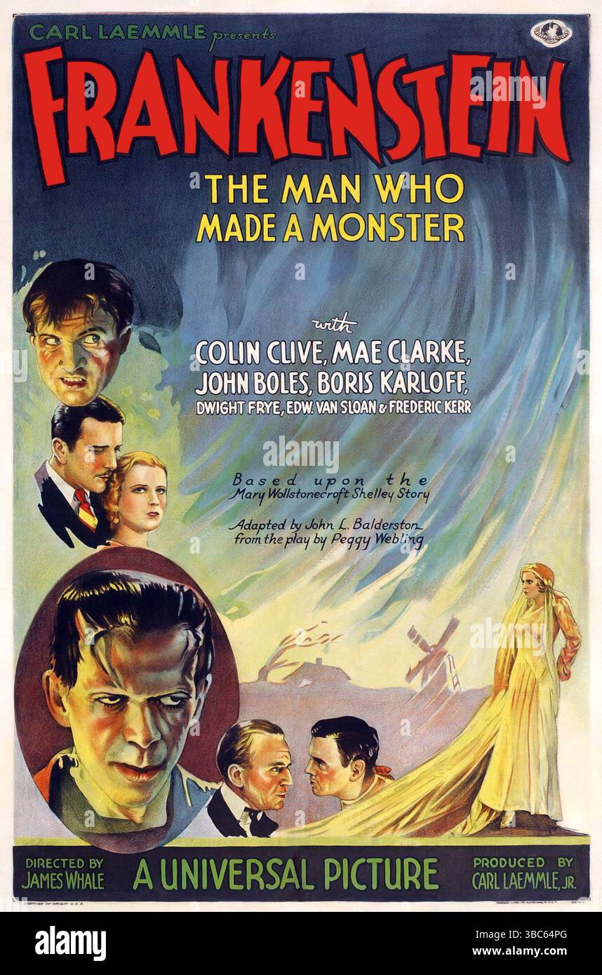 1931 poster for film Frankenstein, directed by James Whale, based on ...