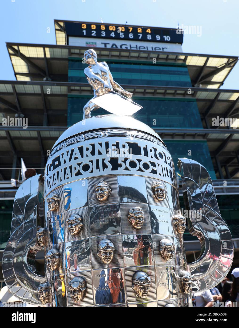 INDIANAPOLIS, IN - MAY 18: The Borg Warner Trophy is on display in the ...