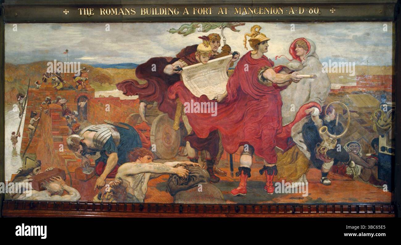 "The Romans Building a Fort at Mancenion" by Ford Madox Brown, a mural ...