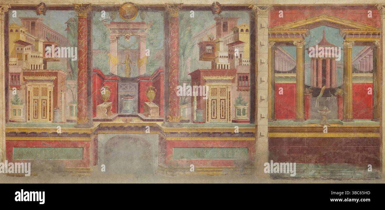 Restoration of a fresco from an Ancient villa bedroom; 50-40 BC ...