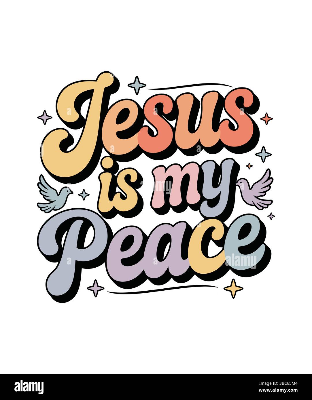 Jesus is My Peace Retro Typography Christian T Shirt Design Stock ...