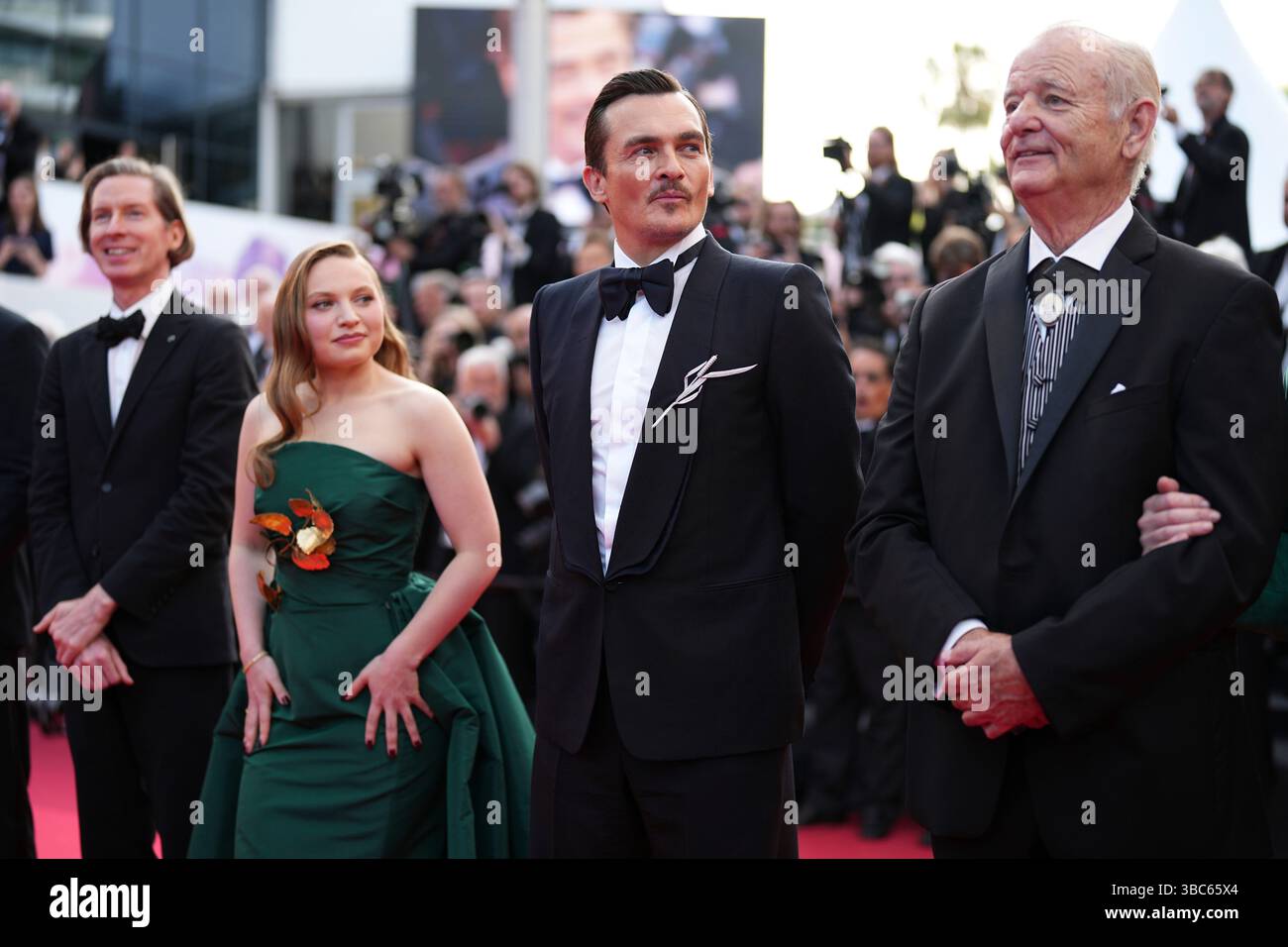 Director Wes Anderson, from left, Mia Threapleton, Rupert Friend and ...
