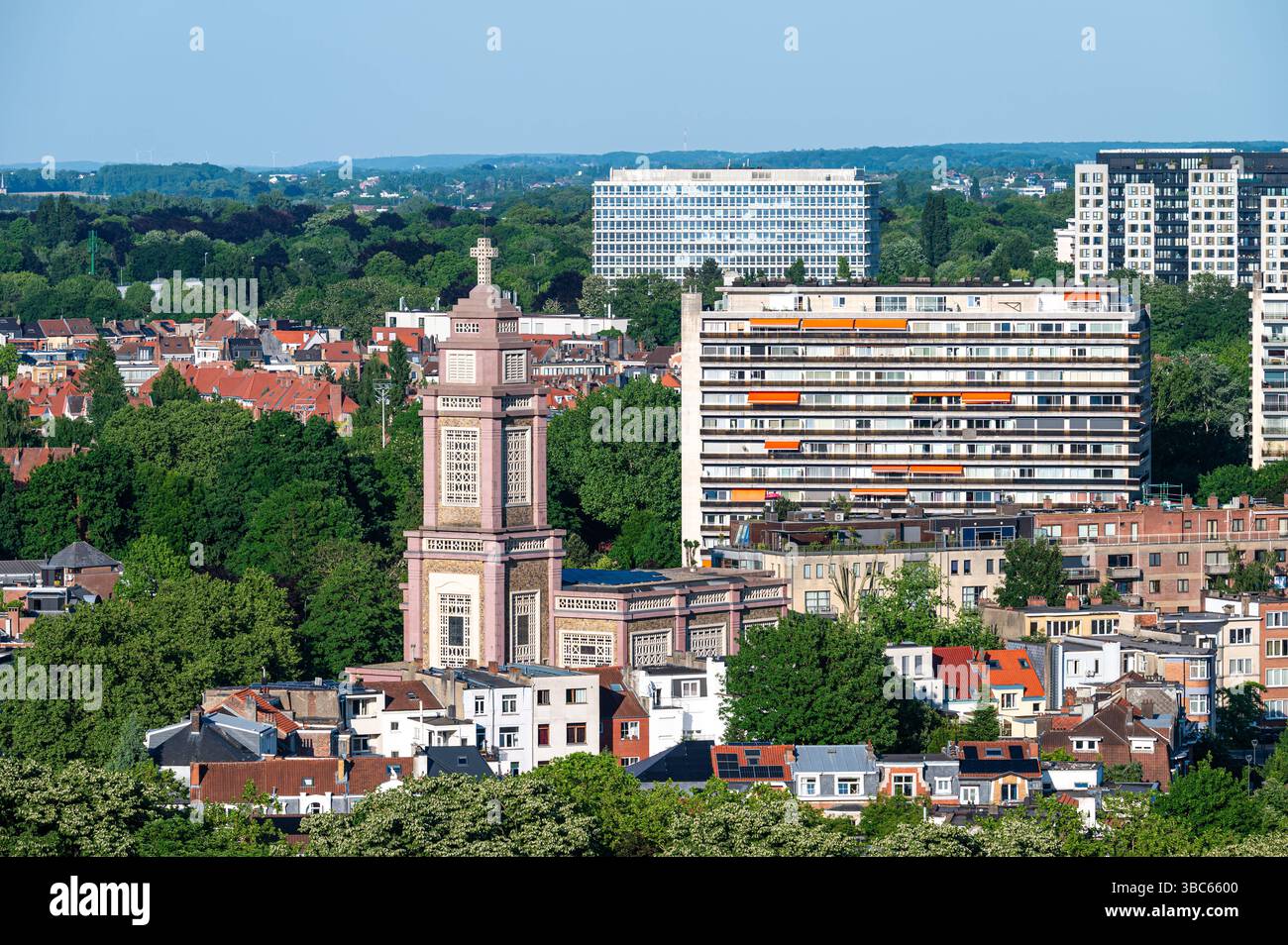 The Sainte Suzanne catholic church and apartment blocks in Schaerbeek ...