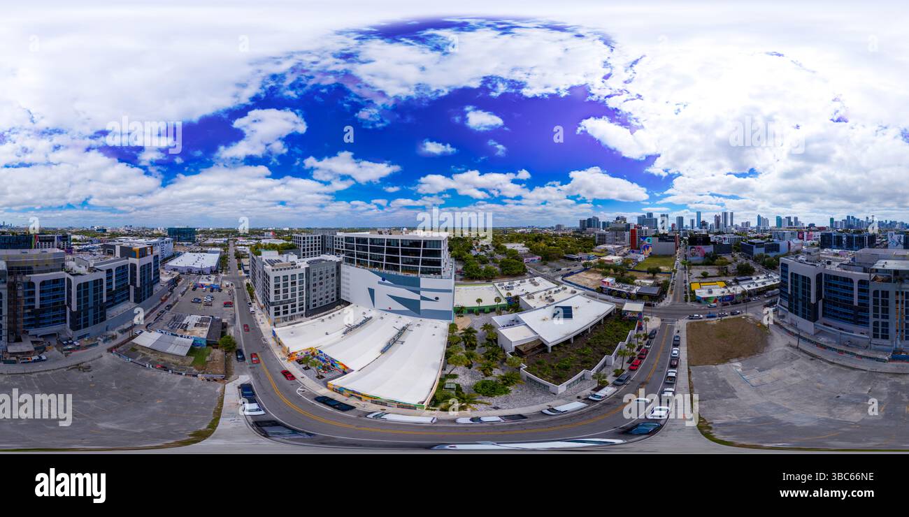 Miami, FL, USA - April 22, 2025: Aerial 360 equirectangular photo of ...