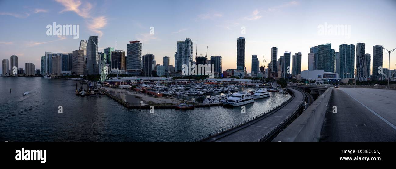 Miami, FL, USA - May 15, 2025: Golden hour photography Miami Bayside ...