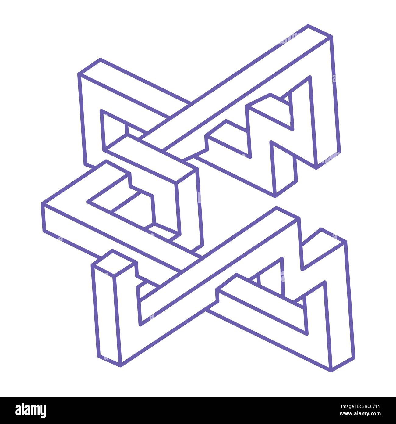 Optical illusion logo. Impossible shapes vector. Optical art objects. Geometric figures. Escher ...