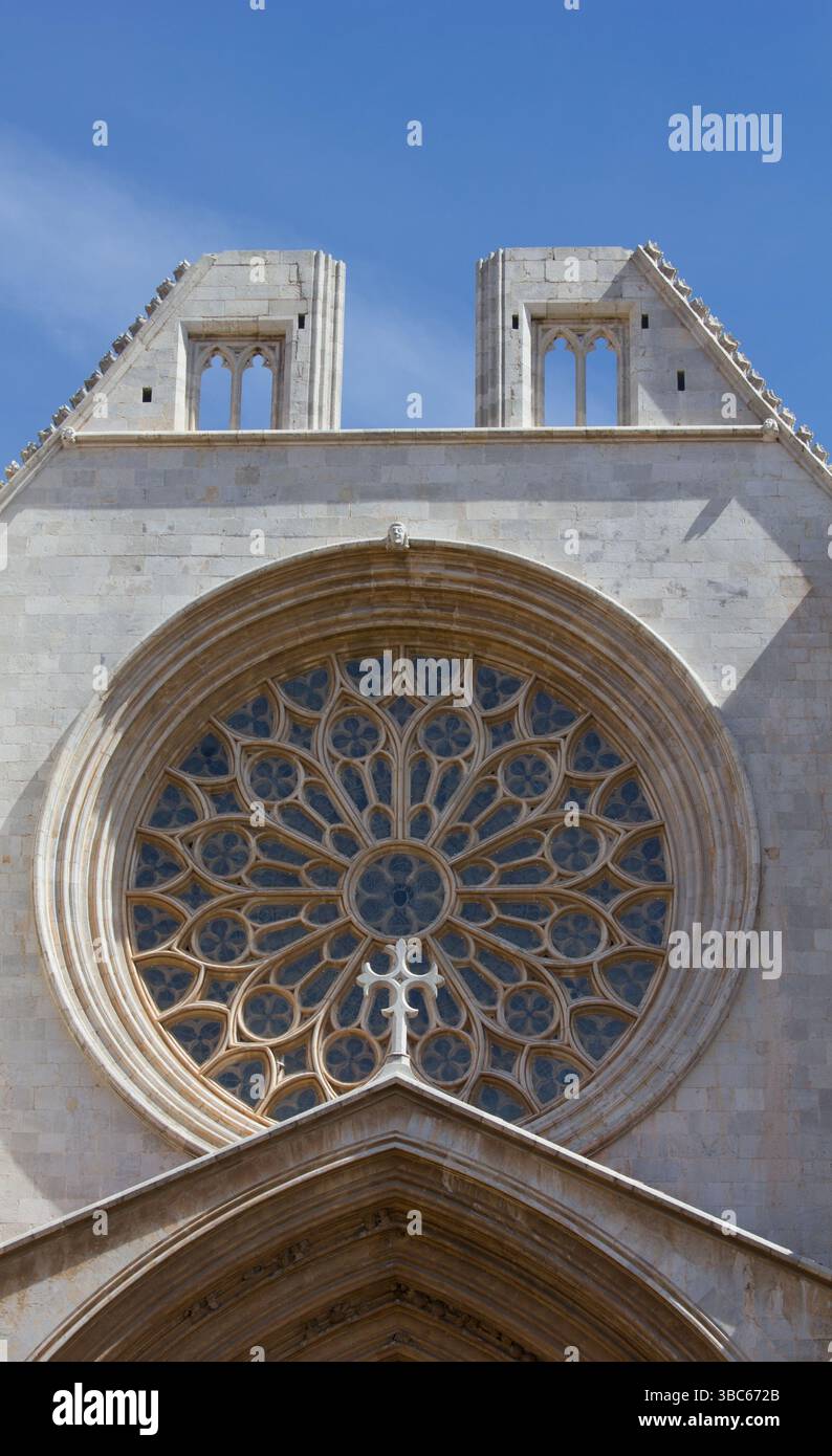 Rose window of Tarragona cathedral. Built on the site of the Temple of ...