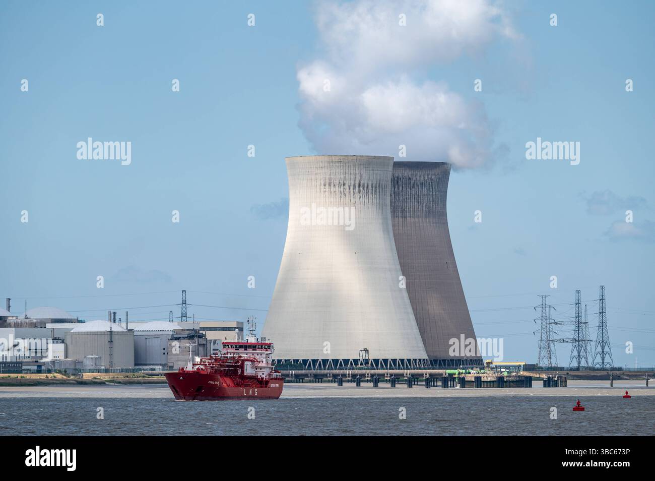 Double cooling tower of the nuclear power plant of Doel, Antwerp ...
