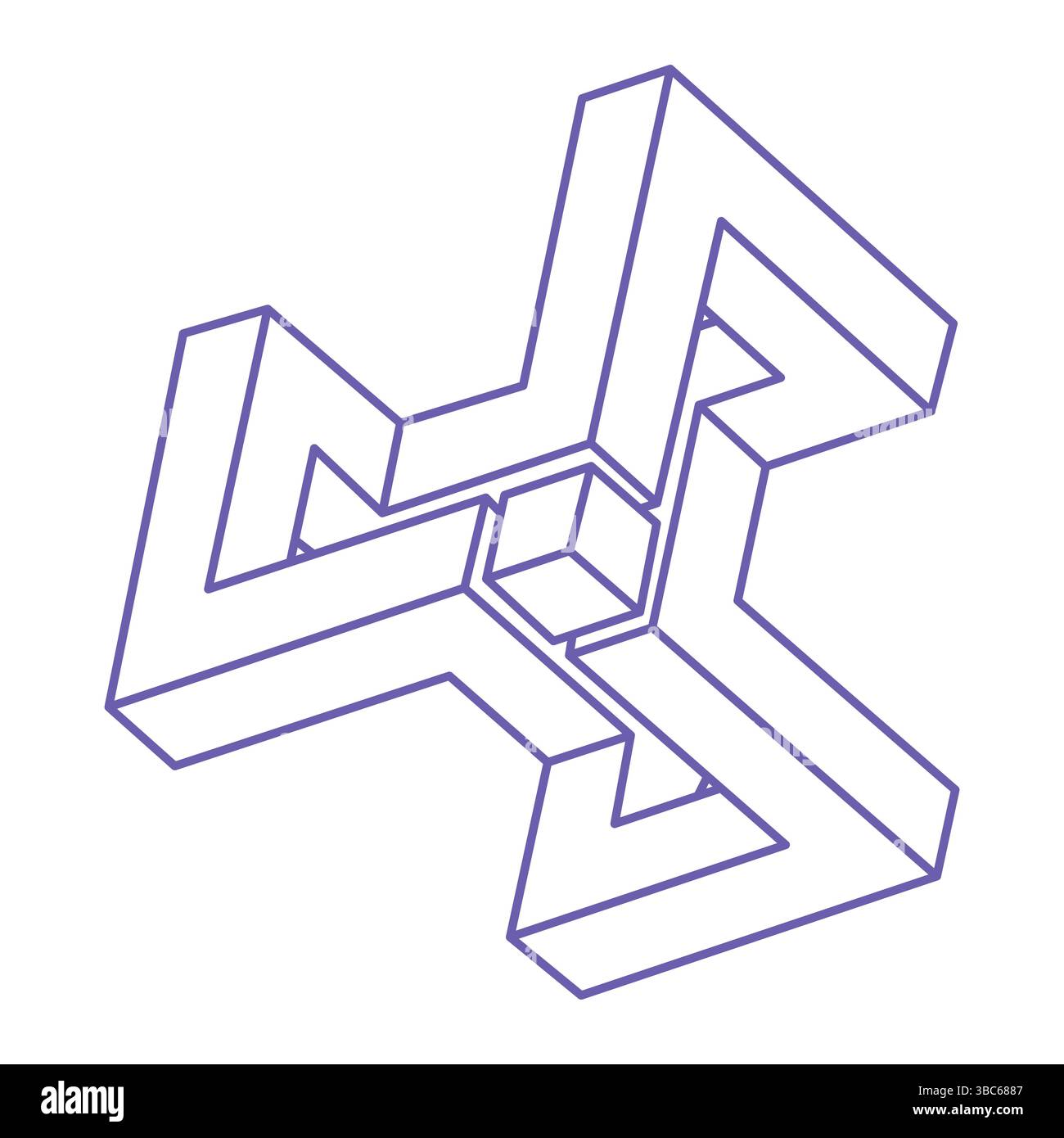 Impossible shapes. Optical illusion. Sacred geometry figure. Abstract eternal geometric object ...