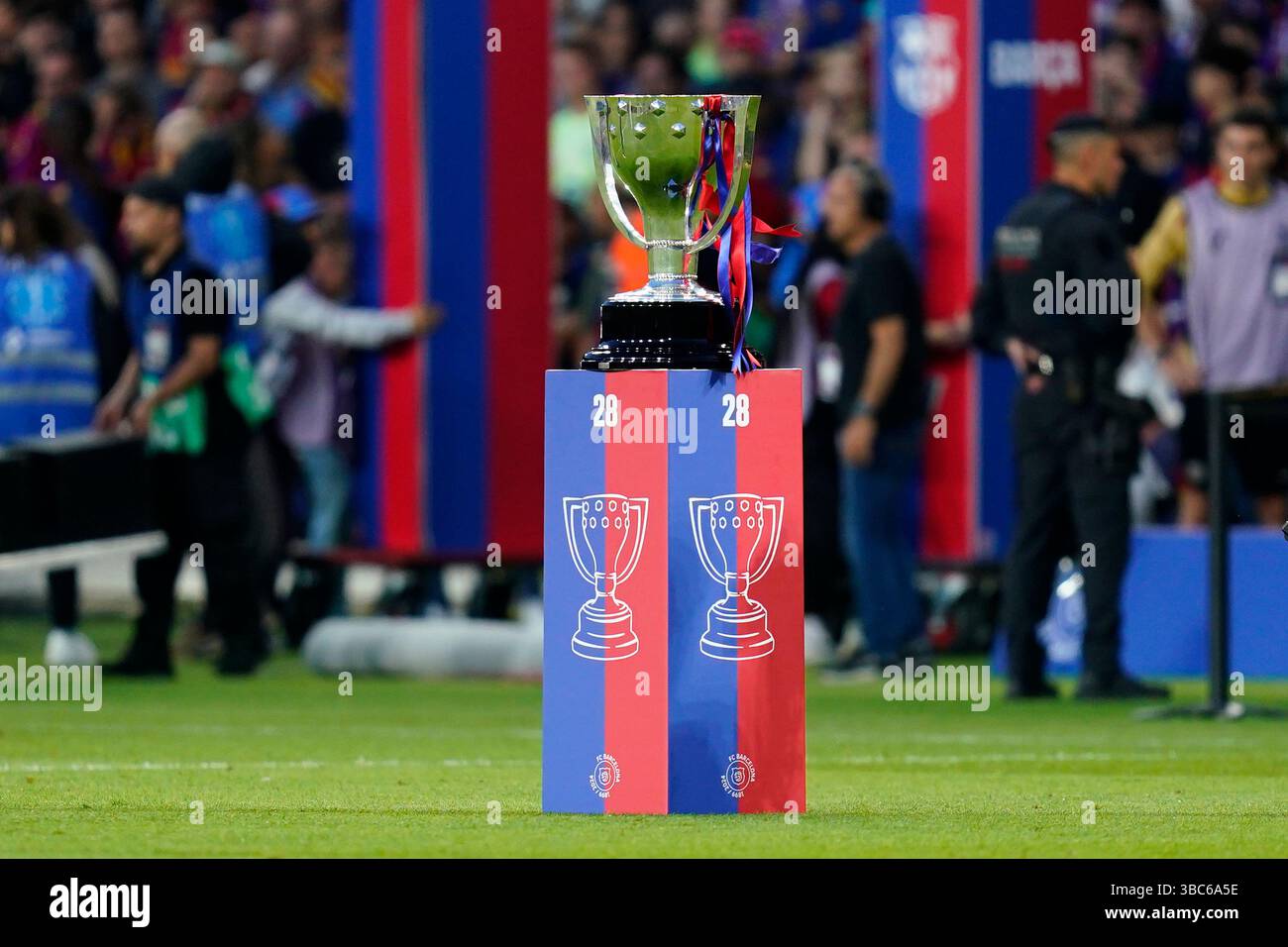 Barcelona, Spain. 18th May, 2025. La Liga trophy during the La Liga EA ...