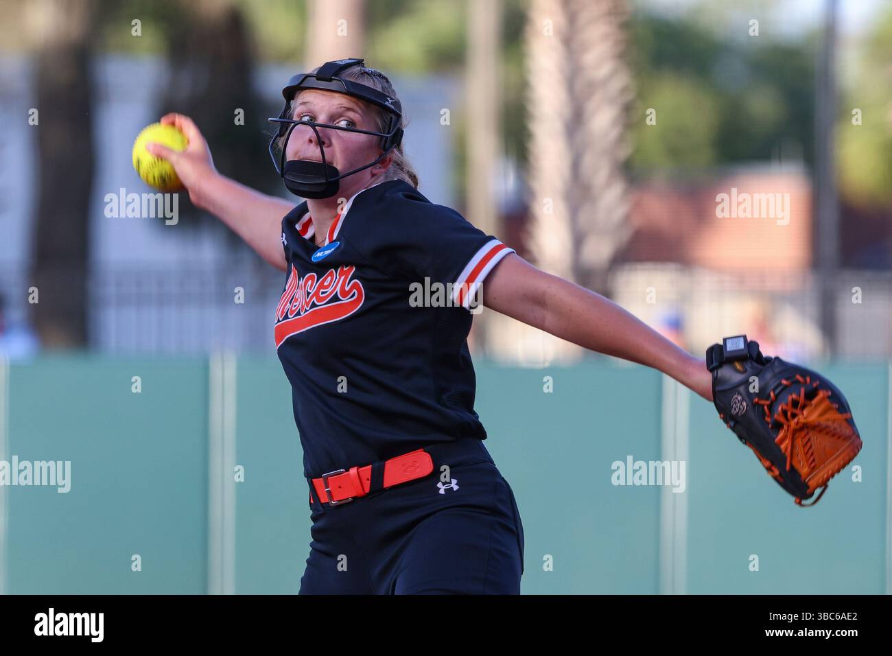 Mercer pitcher Gabby Ellis (25) in action during an NCAA regional ...