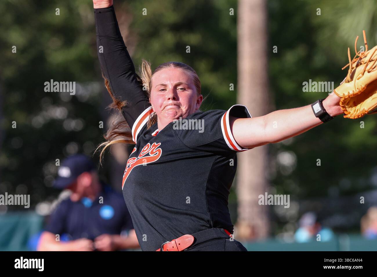 Mercer pitcher Hannah Pitts (8) in action during an NCAA regional ...