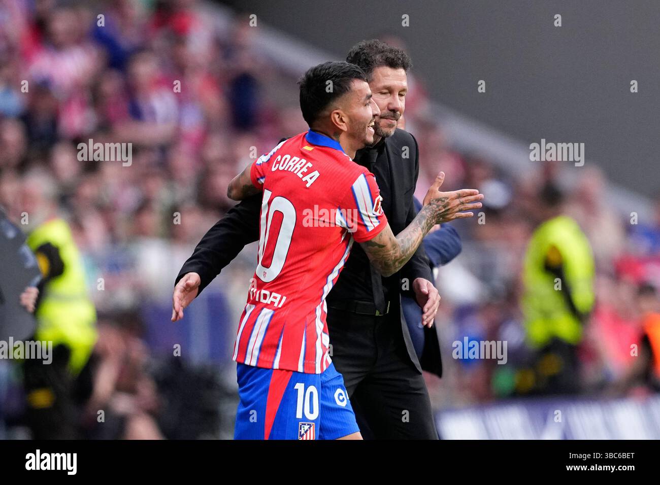 Angel Correa of Atletico de Madrid celebrates a goal during the Spanish ...