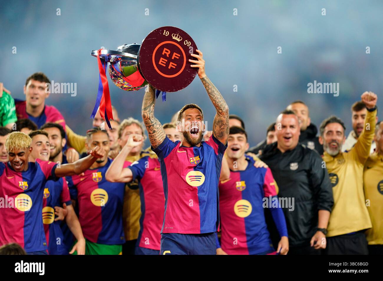 Barcelona, Spain. 18th May, 2025. Inigo Martinez of FC Barcelona with ...