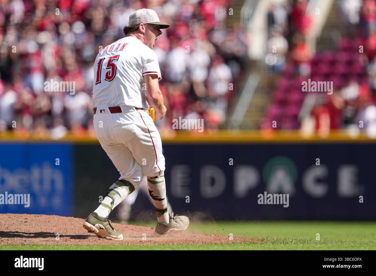 Cincinnati Reds pitcher Emilio Pagán reacts after striking out ...