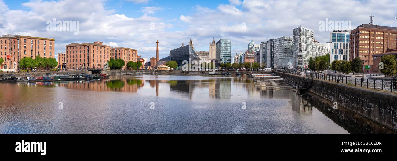 SALTHOUSE DOCK, LIVERPOOL, UK - MAY 3, 2025. Landscape panorama of ...