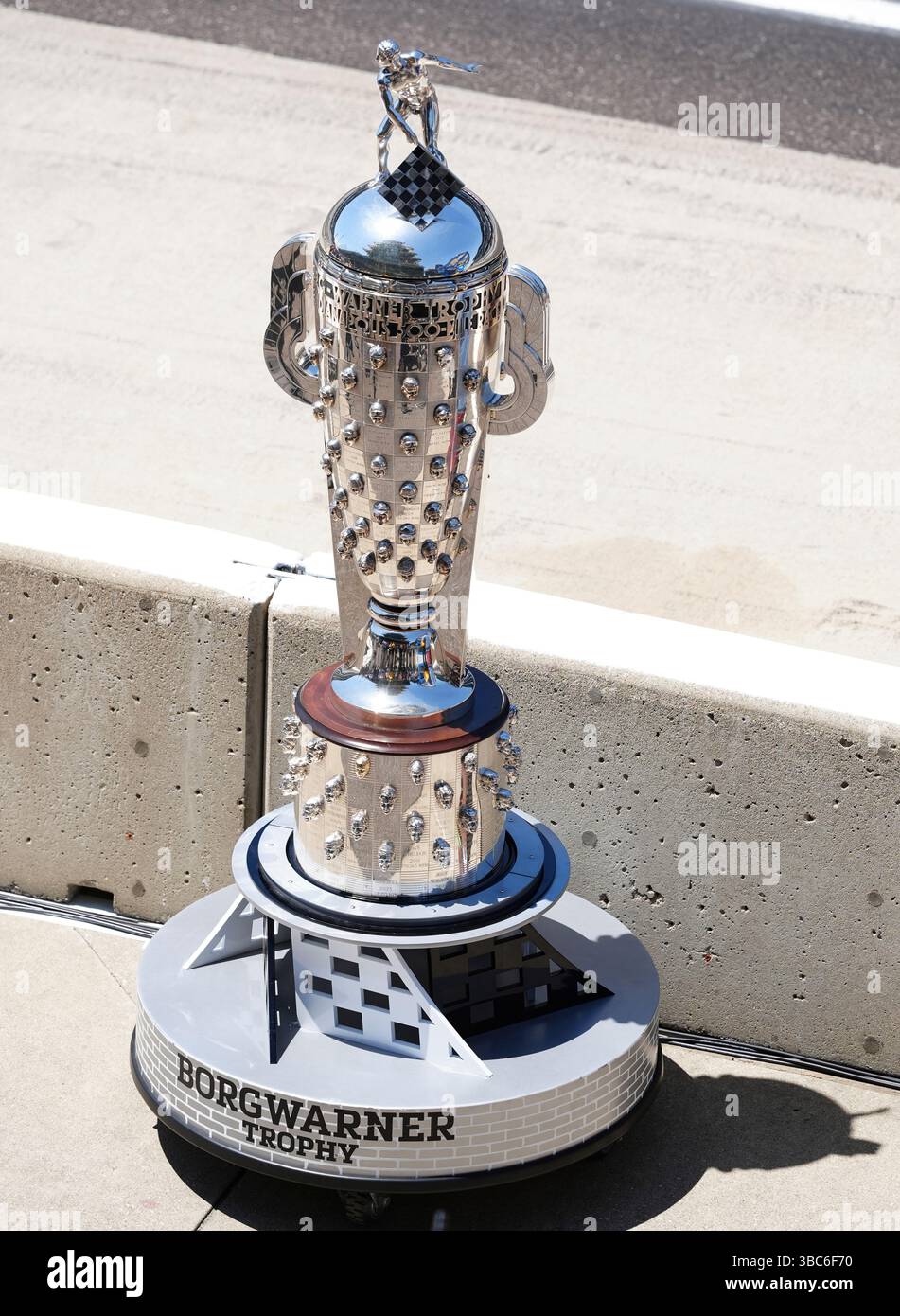 INDIANAPOLIS, IN - MAY 18: The Borg Warner Trophy is on display during ...