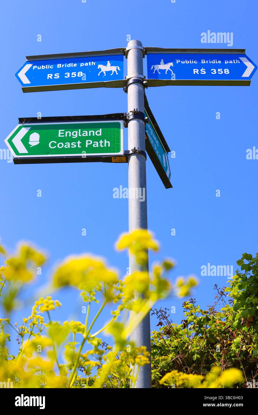 Sign posts from the Grain Coastal Park footpaths, part of the England ...