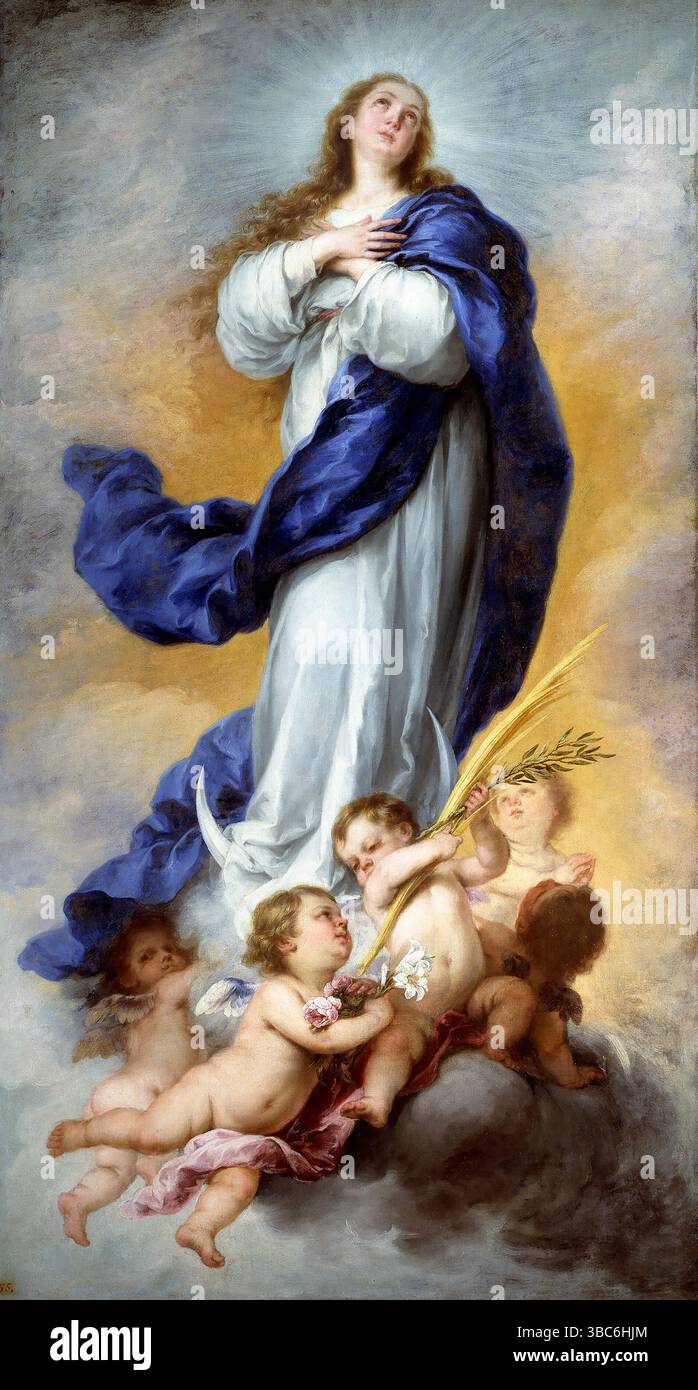 Immaculate Conception, Painting by Bartolomé Esteban Murillo Stock ...