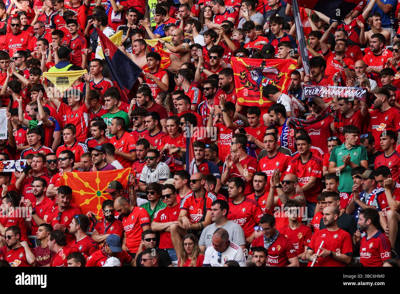 Fans of CA Osasuna are seen during the Spanish League, LaLiga EA Sports ...