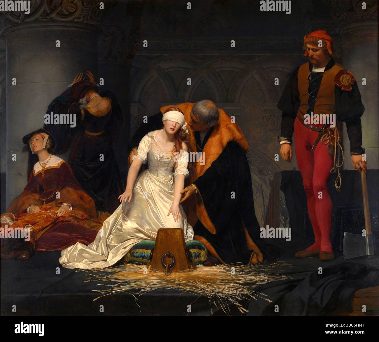 The Execution of Lady Jane Grey, 1833, Painting by Paul Delaroche Stock ...