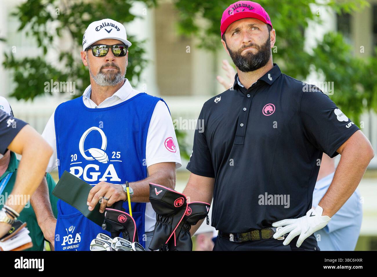 Captain Jon Rahm of Legion XIII and caddie, Adam Hayes, are seen on the ...
