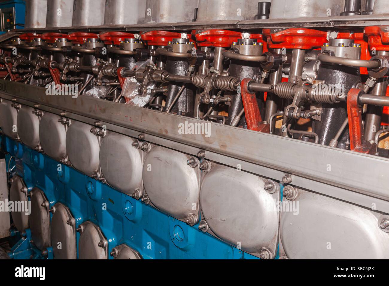 Marine engine installed in the engine room of the vessel Stock Photo ...