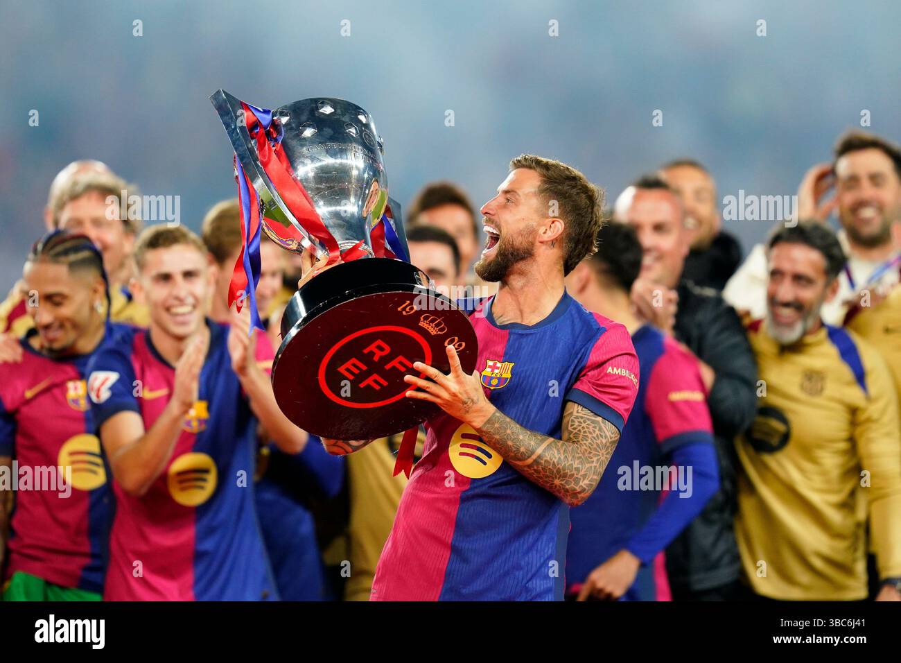 Barcelona, Spain. 18th May, 2025. Inigo Martinez of FC Barcelona with ...