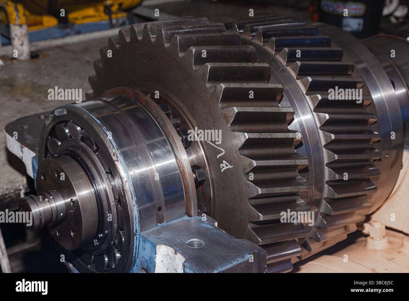 Large marine gearbox with large gears on the shaft Stock Photo - Alamy