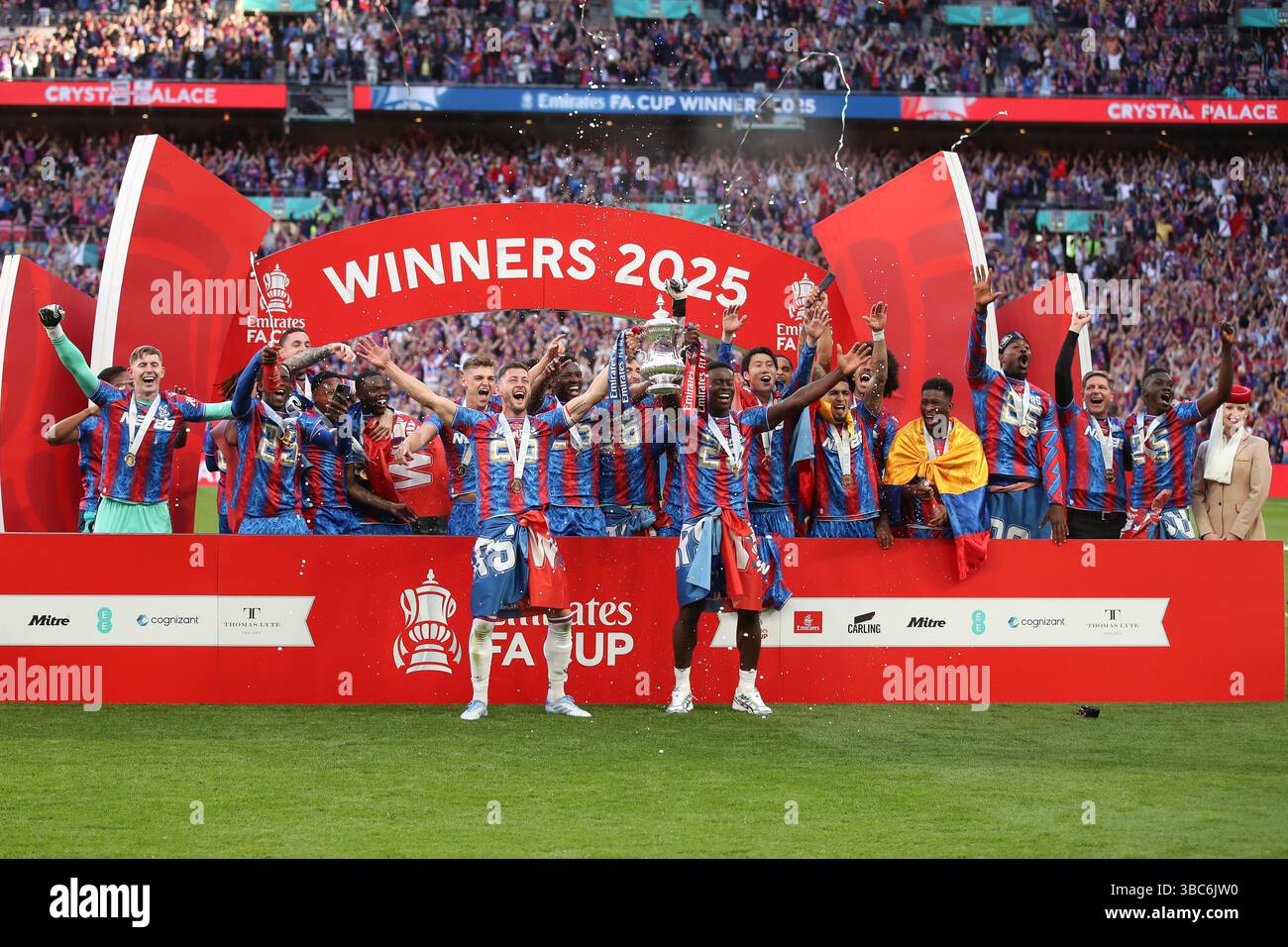 London, UK. 17th May, 2025. Crystal Palace Captains Joel Ward and Marc ...