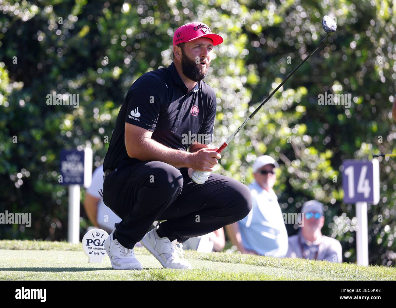 Charlotte, United States. 18th May, 2025. Jon Rahm of Spain reacts ...