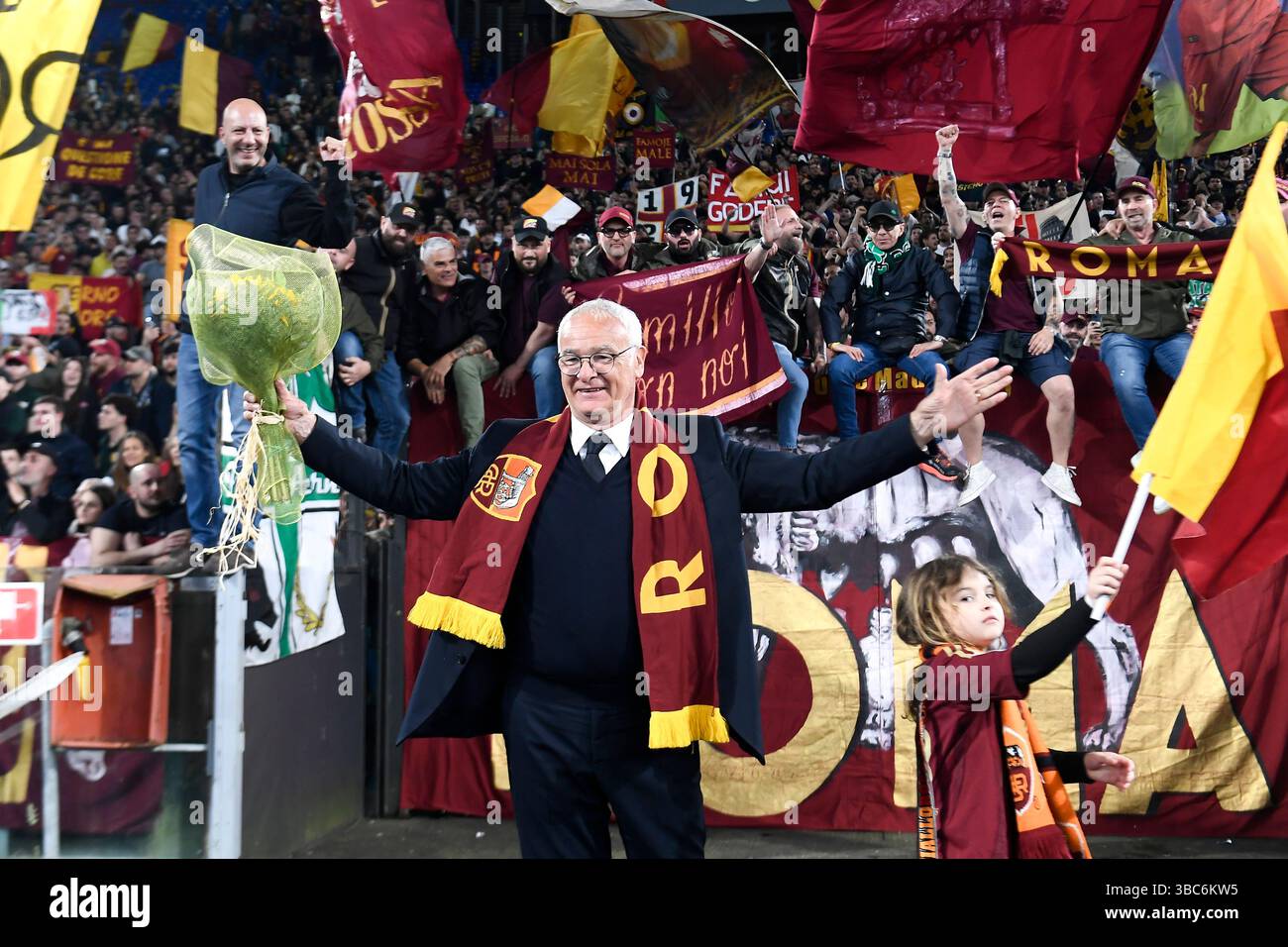 Rome, Italy. 18th May, 2025. Claudio Ranieri, head coach of AS Roma ...