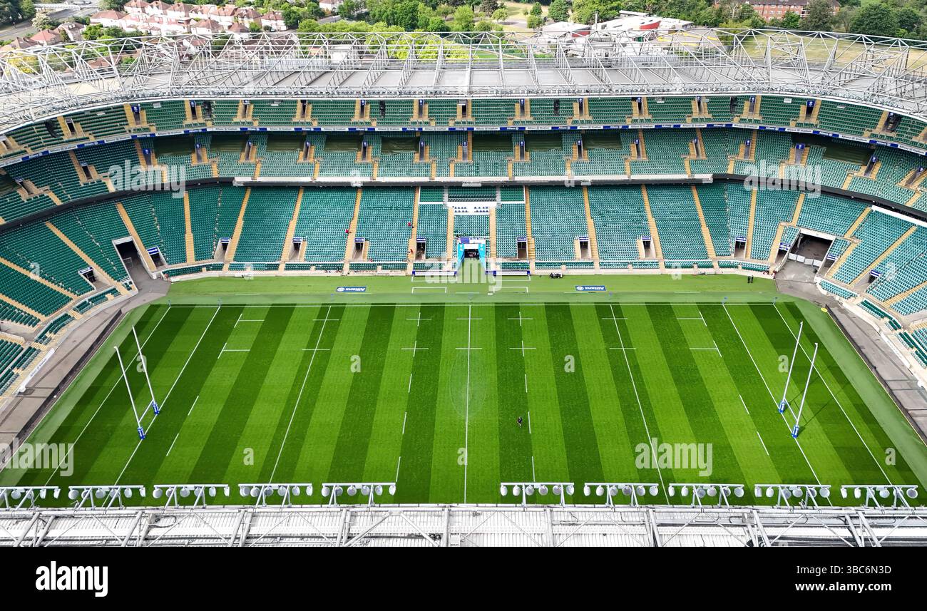 An Ariel view of pitch at The Allianz Stadium, Twickenham Stock Photo ...