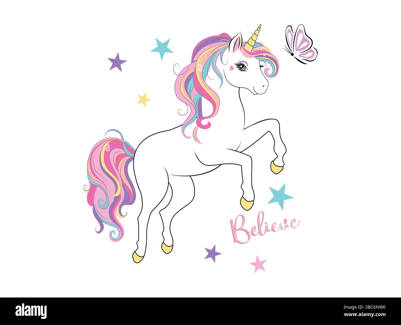 Adorable unicorn coloring Stock Vector Images - Alamy