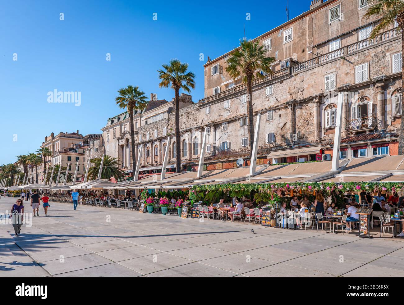 Split Riva, the waterfront of Split, in Croatia, stretching along the ...