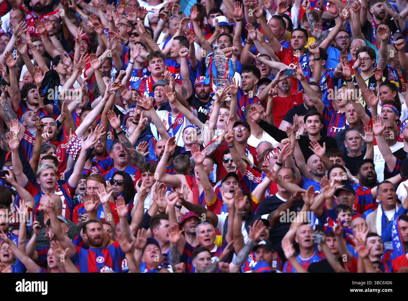 London, UK. 17th May, 2025. Crystal Palace fans at the Emirates FA Cup ...