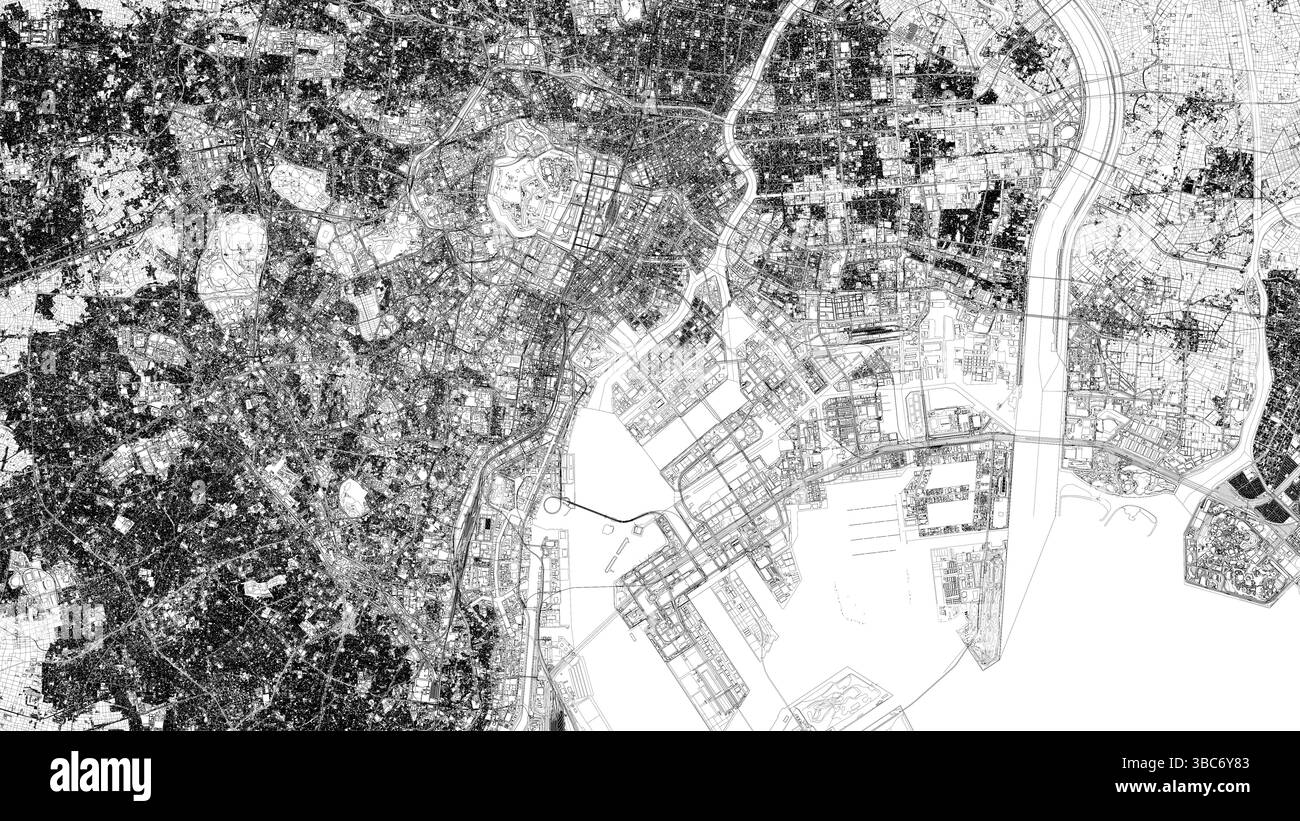Tokyo city map 3d Black and White Stock Photos & Images - Alamy