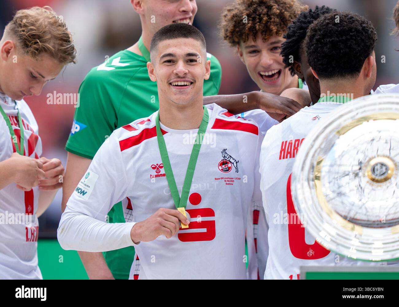 Leverkusen, Deutschland. 18th May, 2025. San-Luca Spitali (1.FC Koeln, #3) 18.05.2025, Bayer ...