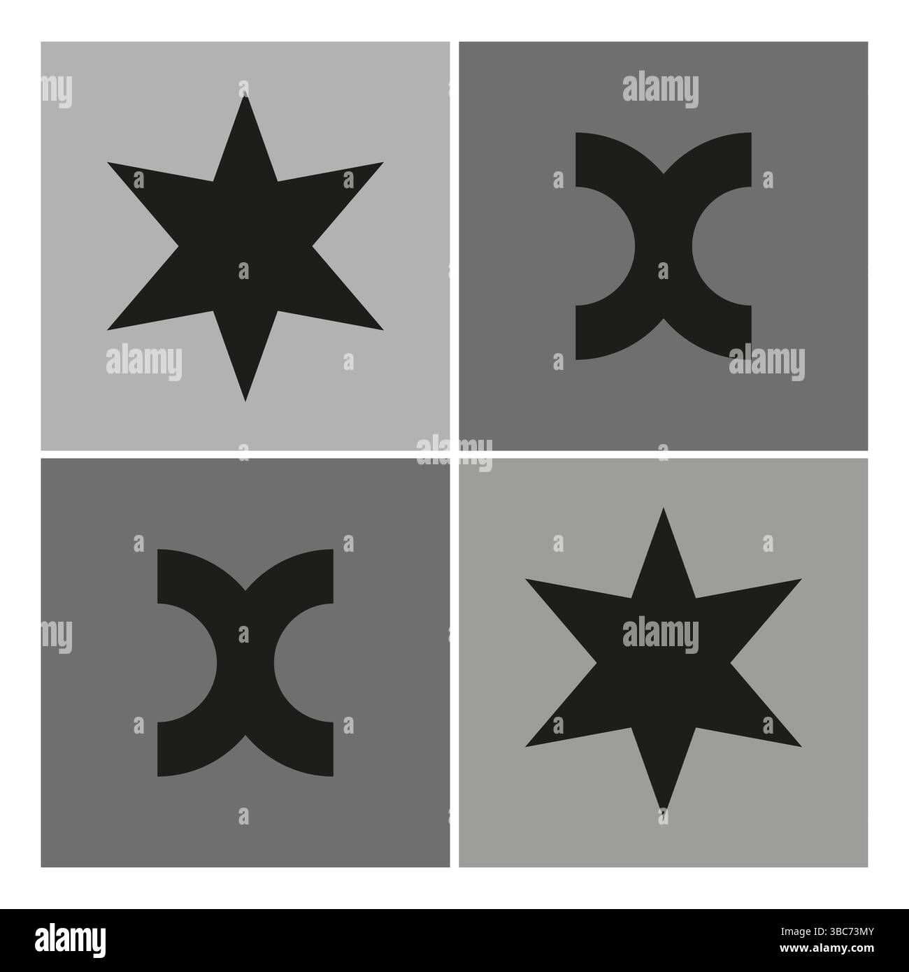 Star icon symbol. Curved bracket shape. Bold vector figure. Abstract ...